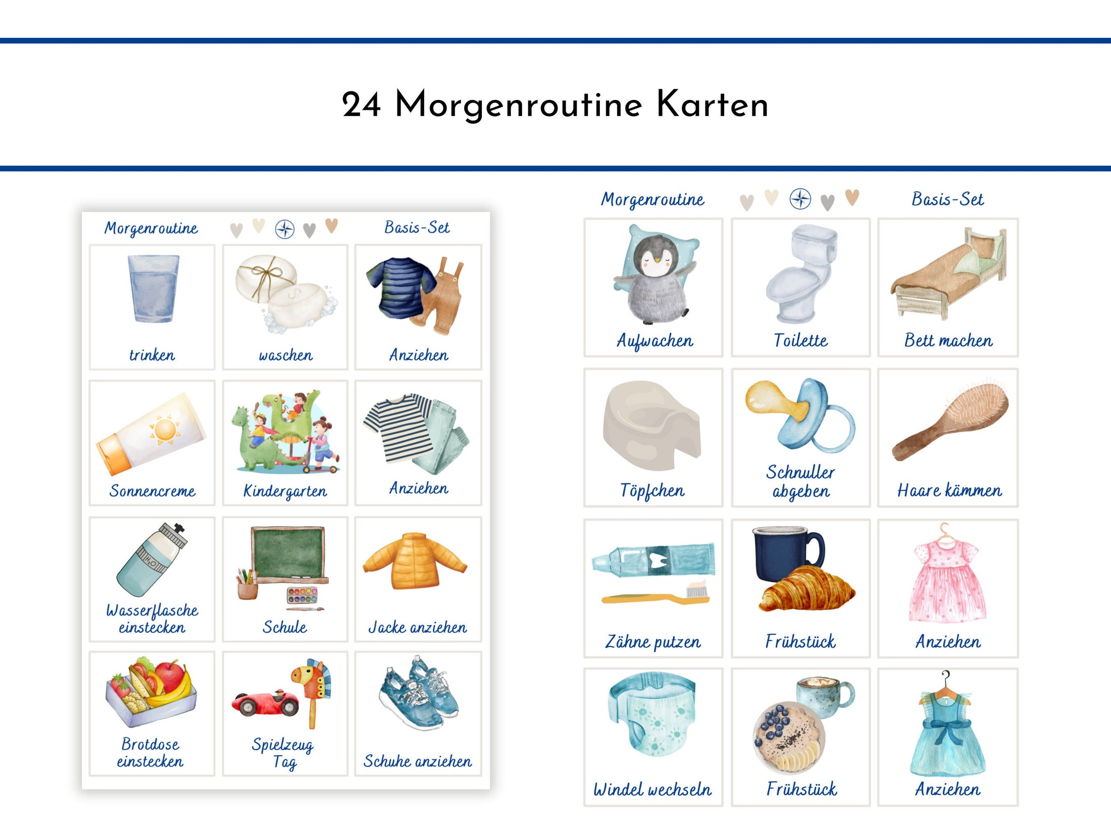 42 Kinder Routine Karten, PDF Sofort-Download, personalisierbar Morgen ...